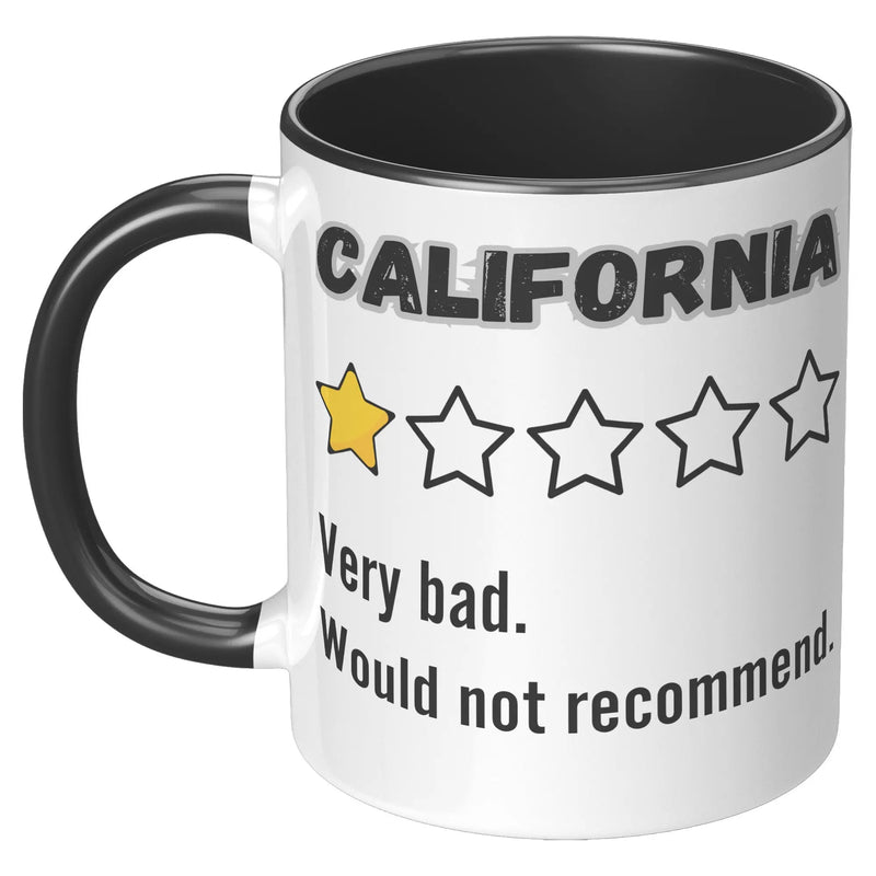 California Do Not Recommend Funny Review Rating 1 Star Mug, Tell